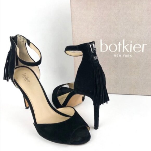 Botkier | Shoes | Botkier Suede Leather Black Tassel Stiletto High ...